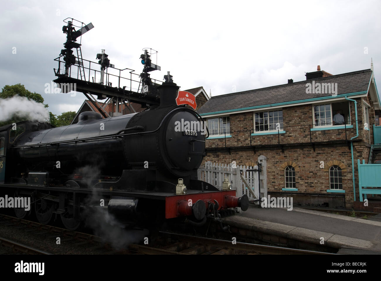Steam train at Grosmont Station on the North Yorkshire Moors Railway ...