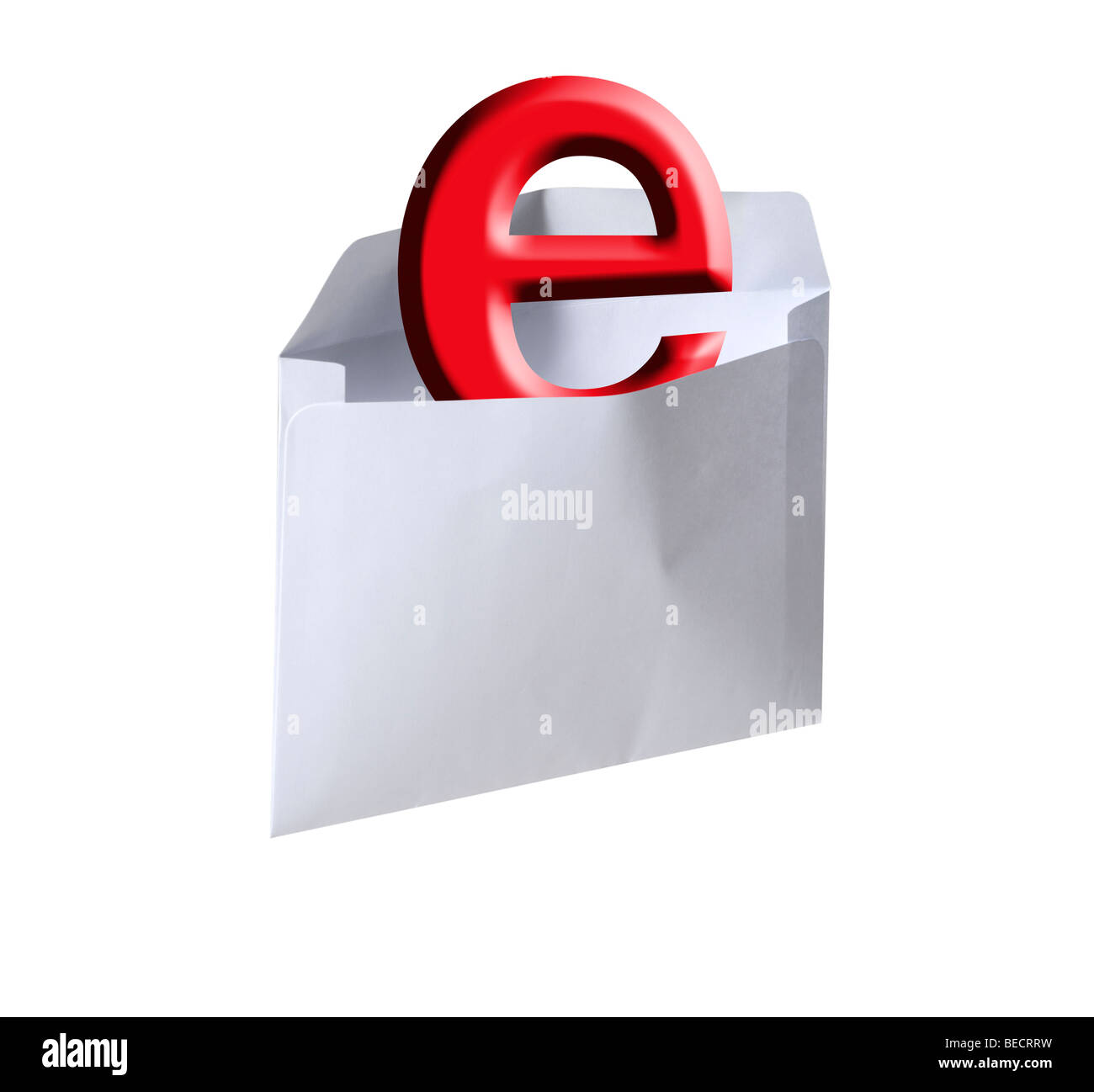 Red E letter placed in envelope as e-mail Stock Photo - Alamy