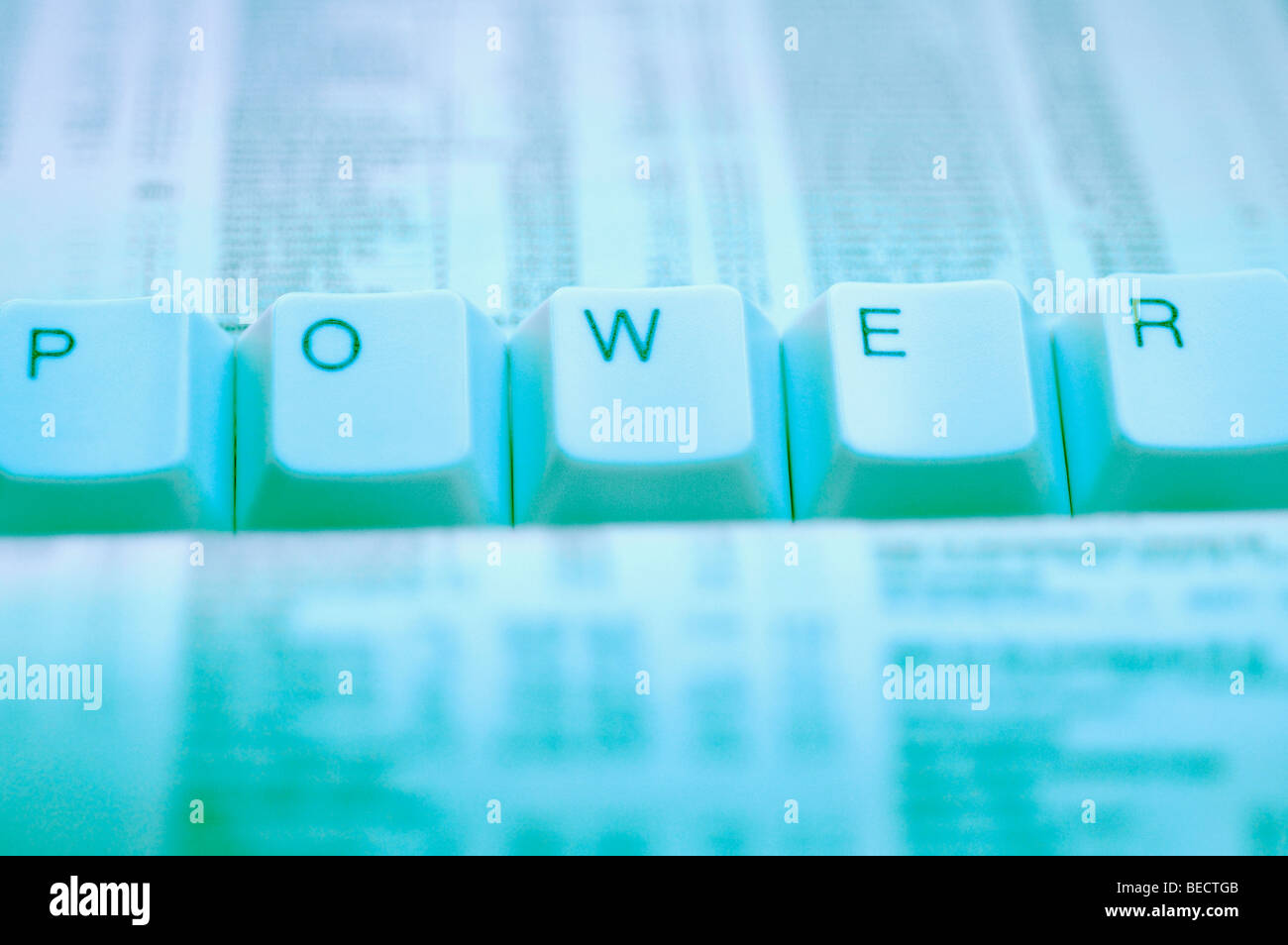 Close-up of computer keys spelling word power on a document Stock Photo ...
