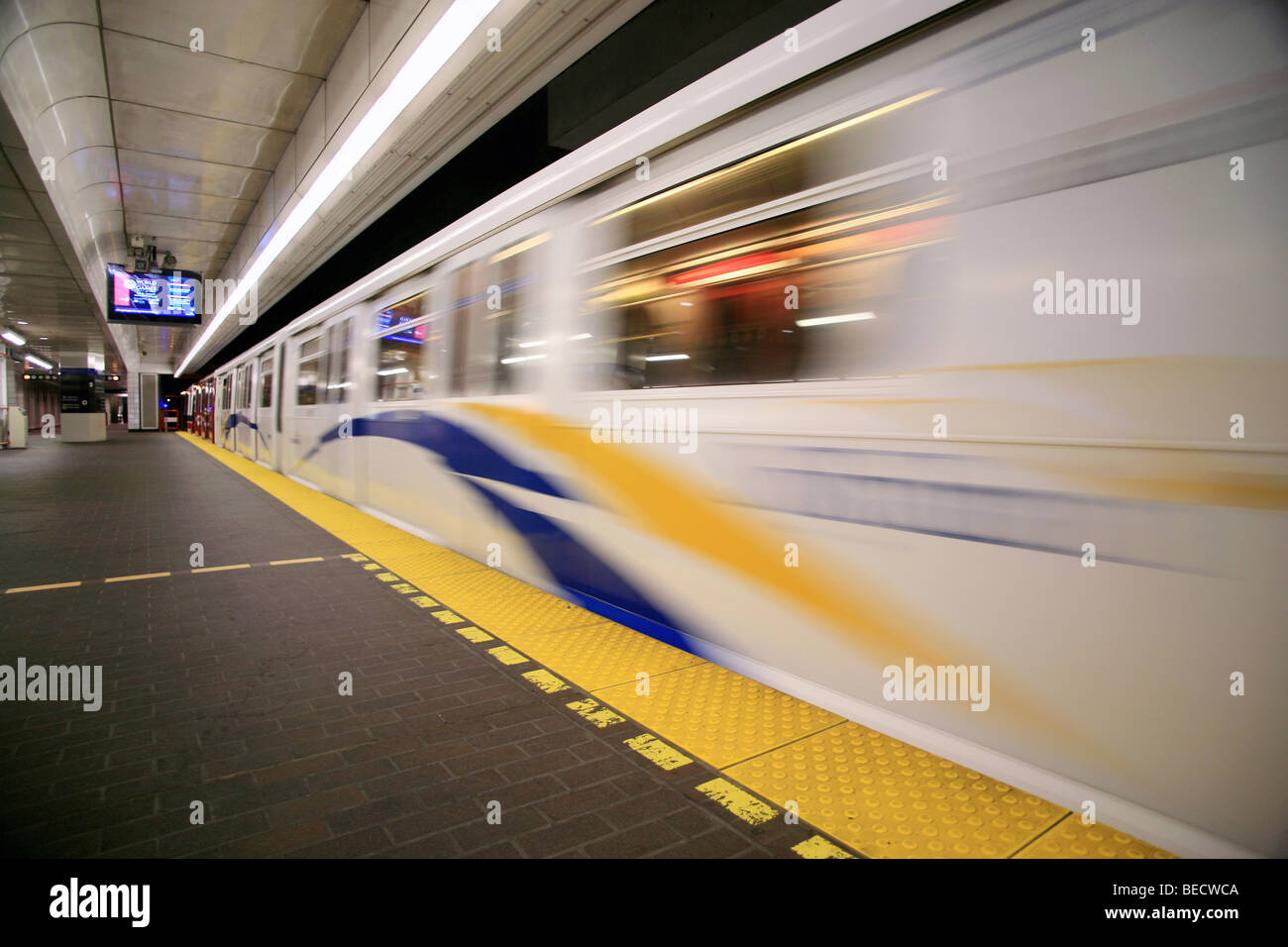 Skytrain passing through subway station Vancouver - British Columbia ...