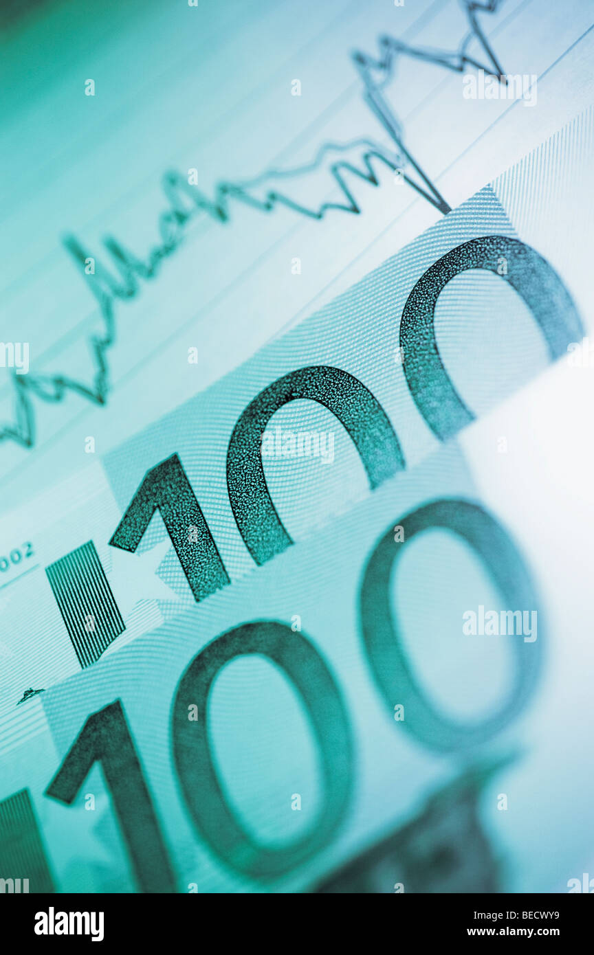 Close-up of European union banknotes and line graph Stock Photo - Alamy