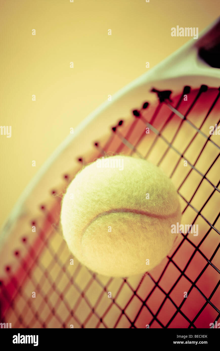 Close-up of a tennis ball and a tennis racket Stock Photo - Alamy