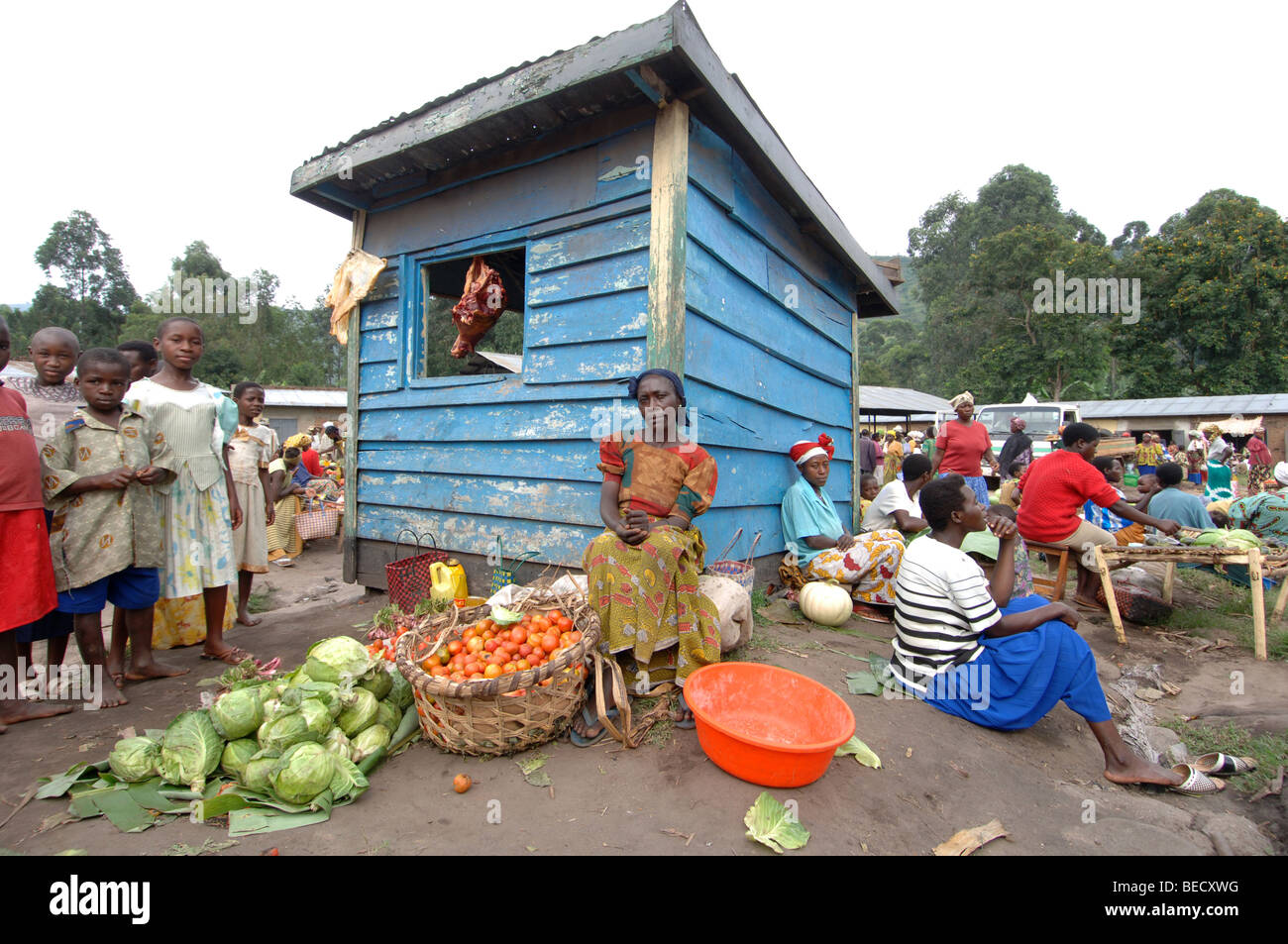 Bakonzo town market, Rwenzori Mountains, West Uganda, Africa Stock ...