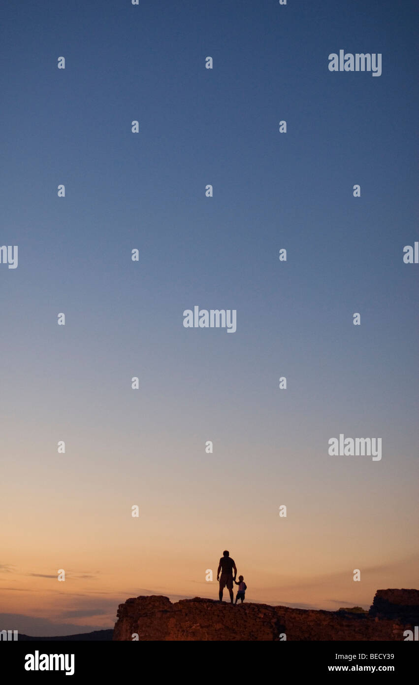 Father and sun silhouette Stock Photo - Alamy