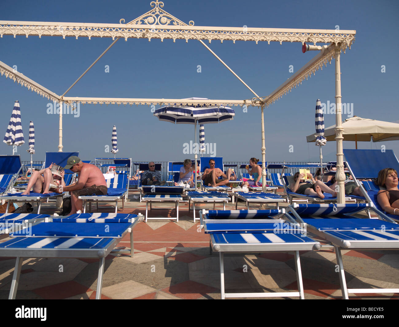 Bathing Platforms in Sorrento in the Bay of Naples Italy Stock Photo ...