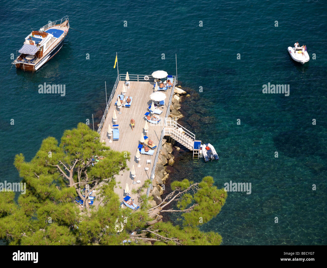 Bathing Platforms in Sorrento in the Bay of Naples Italy Stock Photo ...