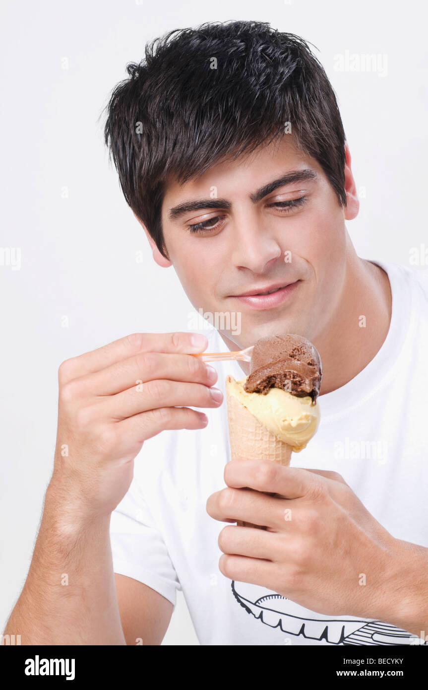 Wafer chocolate eat man hi-res stock photography and images - Alamy