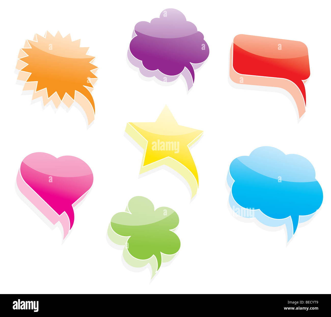 Set different shape clouds design Cut Out Stock Images & Pictures - Alamy