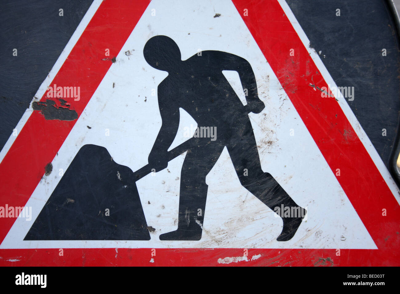 UK road side signs warning mainly pedestrians of road repairs Stock ...