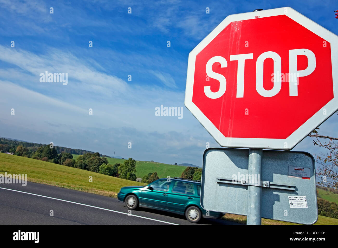 Car stop at stop sign hi-res stock photography and images - Alamy