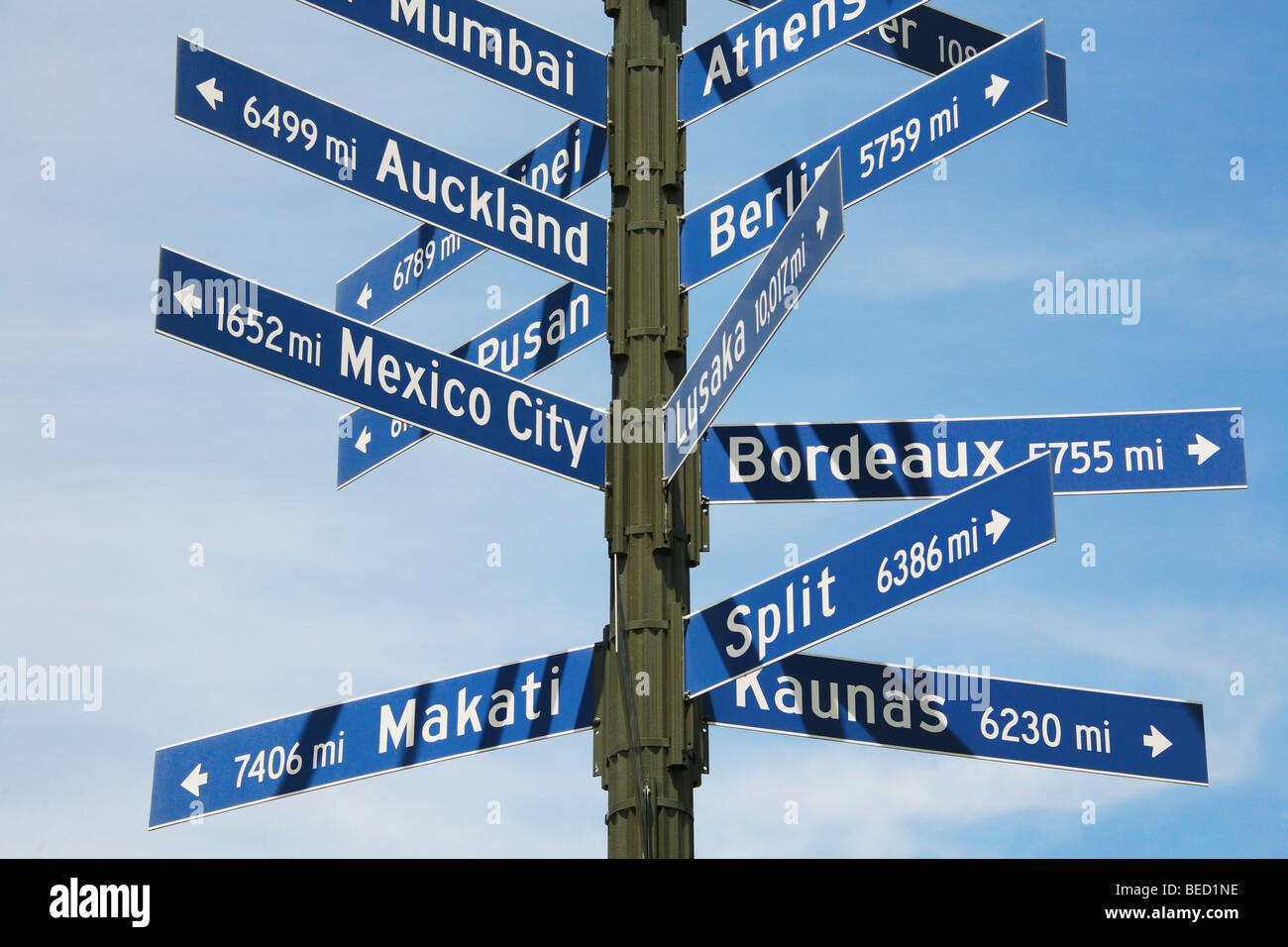 Close-up of directional signs, Los Angeles, California, USA Stock Photo ...