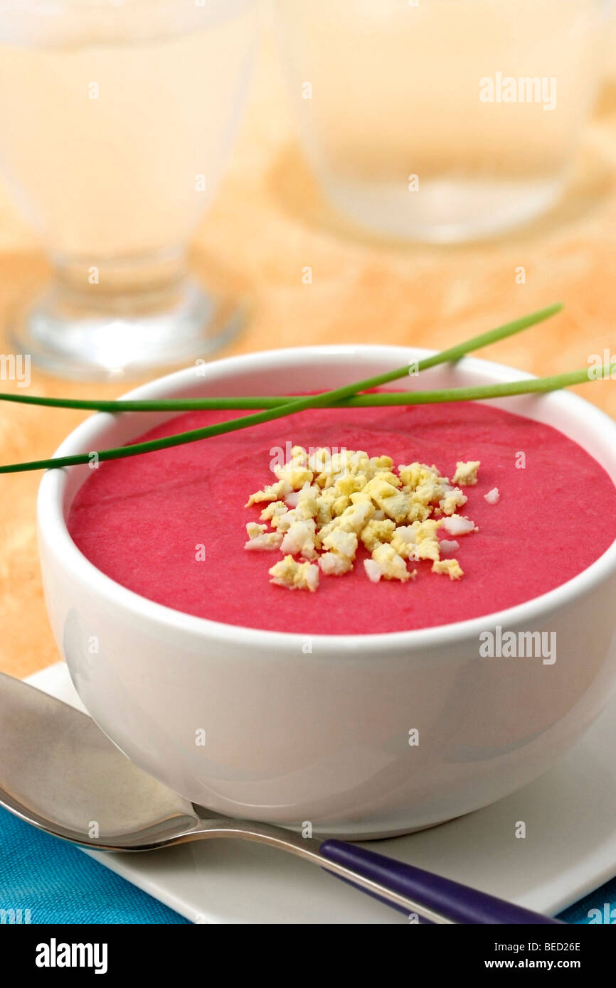 Beetroot cream soup Recipe available Stock Photo - Alamy