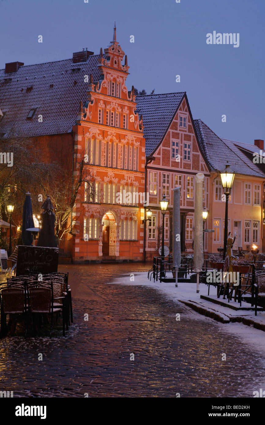 Historical buildings seen from Wasser West, old harbour of Stade, Lower ...