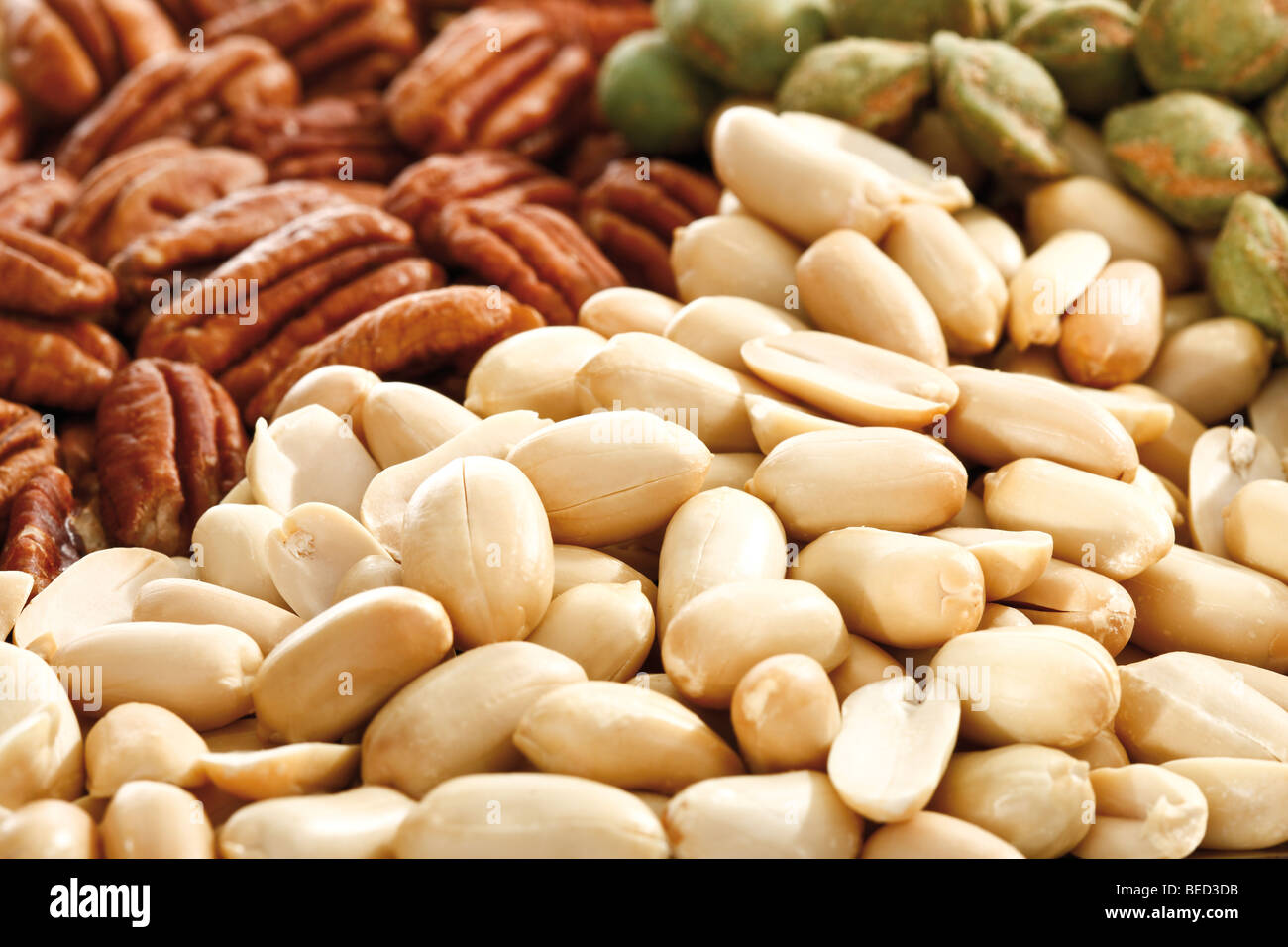 Mixed nuts, full format, peanuts, salted pistachios, pecan nuts Stock ...