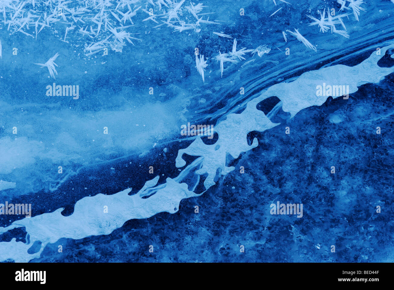 Structures in an iced up course of a stream Stock Photo - Alamy