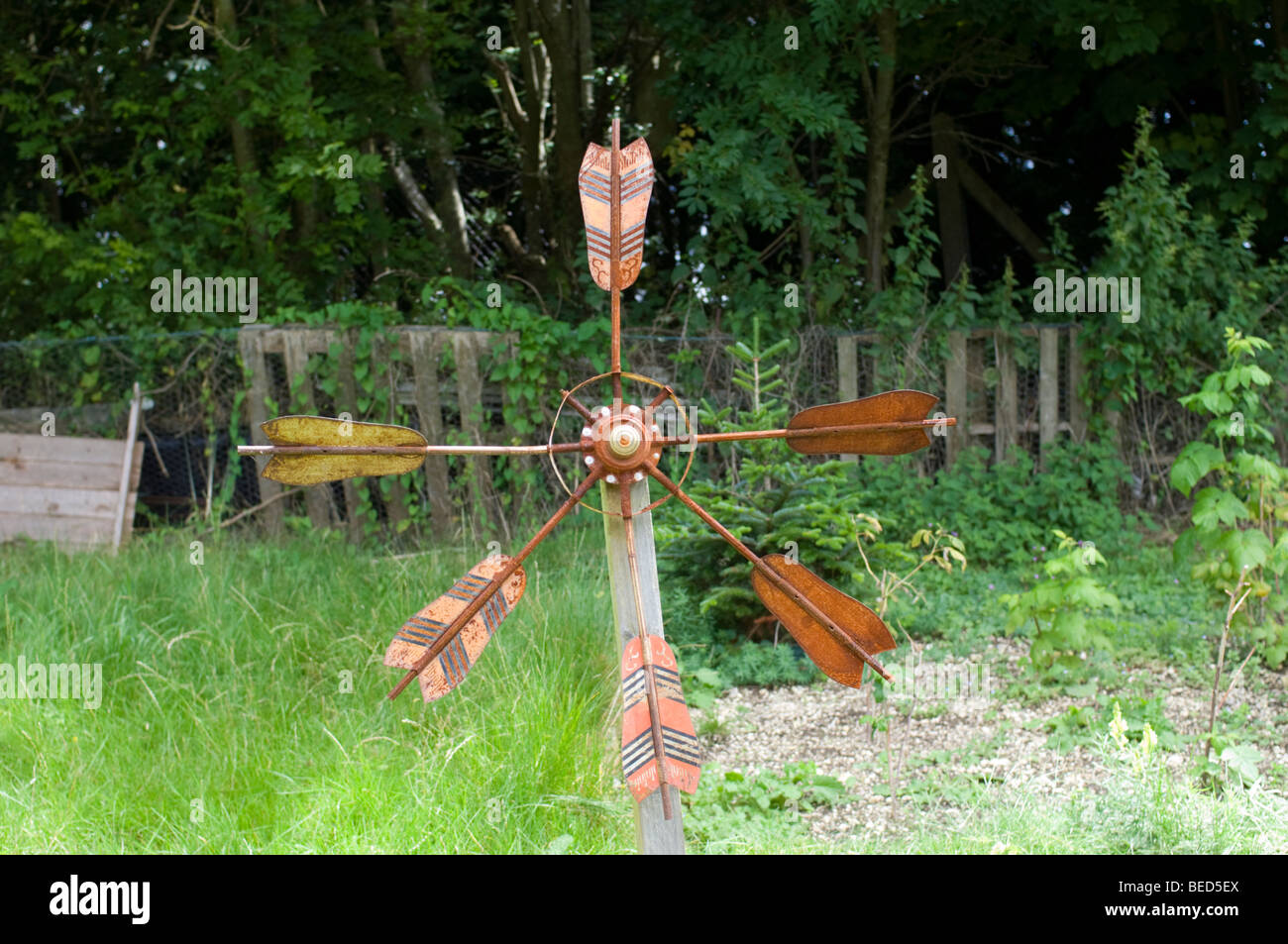 Small metal windmill on an allotment Stock Photo - Alamy