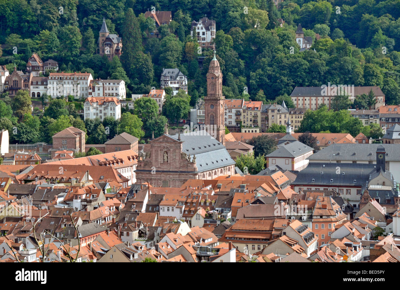 Historic town centre of Heidelberg, Neckar Valley, Baden-Wuerttemberg ...