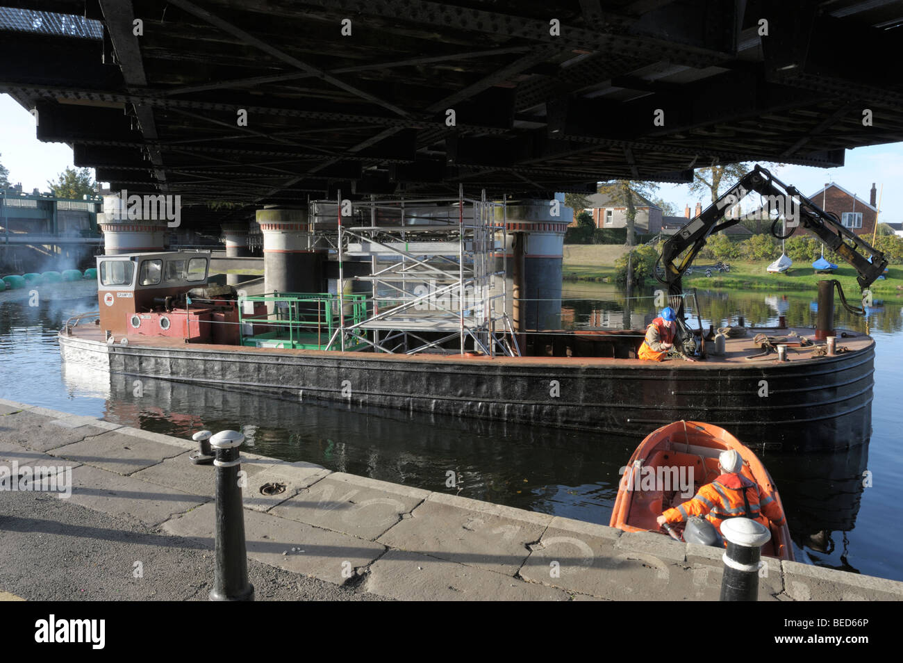 Maintenace work on Sluice Bridge Boston Stock Photo - Alamy