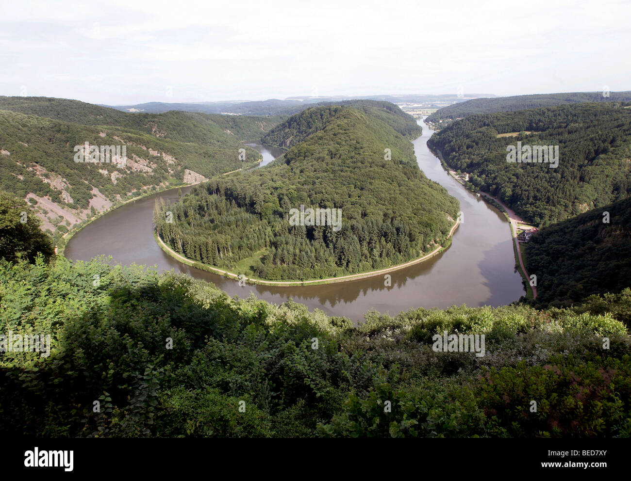 Saar River sinuosity near Mettlach, Saarland, Germany, Europe Stock ...
