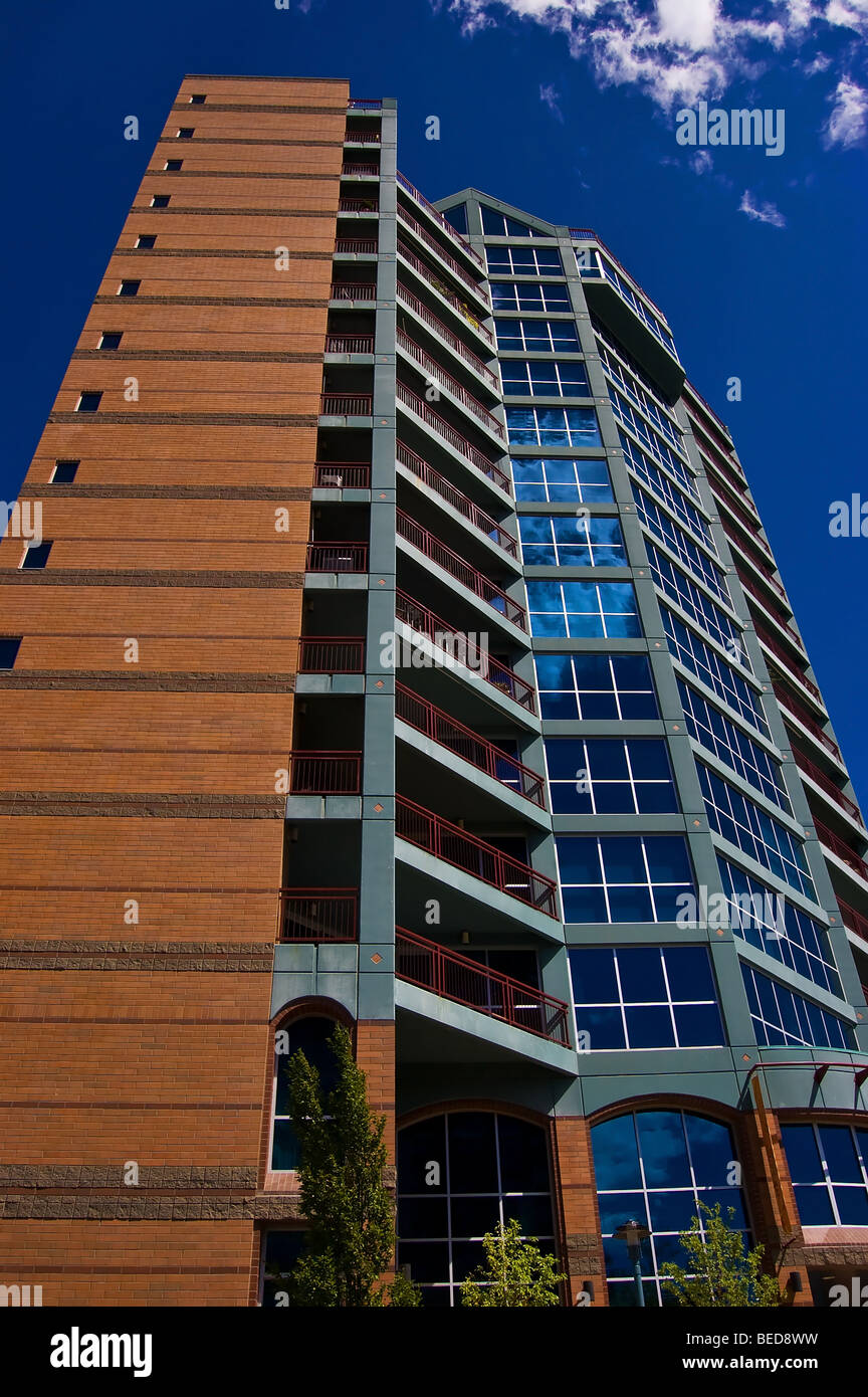 Condo high rise building, window and brick structure Stock Photo - Alamy