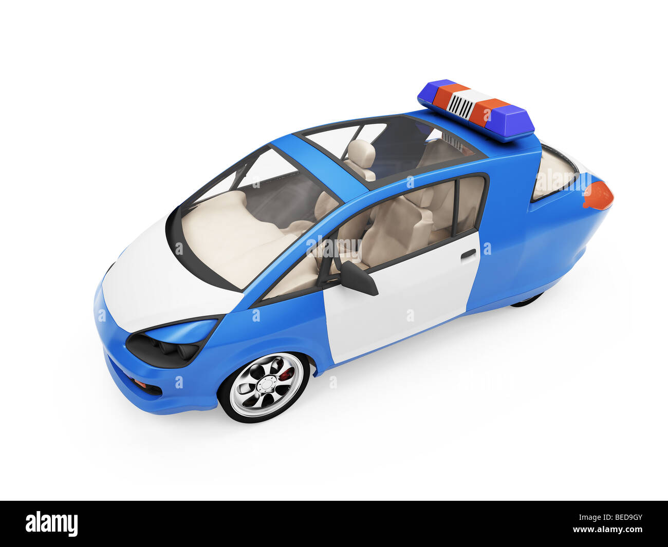 Isolated police car view Stock Photo - Alamy