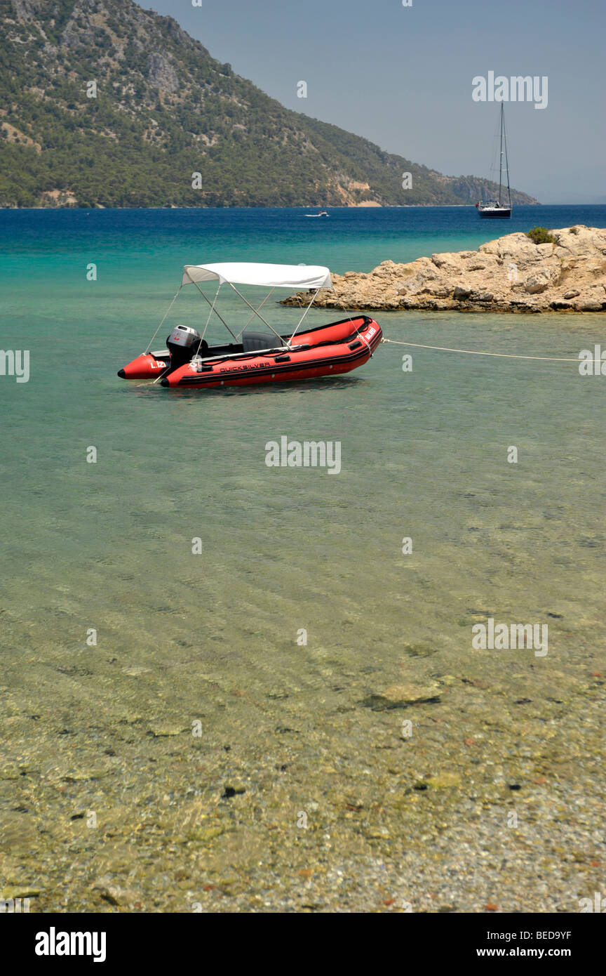 boats anchored in akbuk port off akbuk cape bodrum peninsular turkey ...