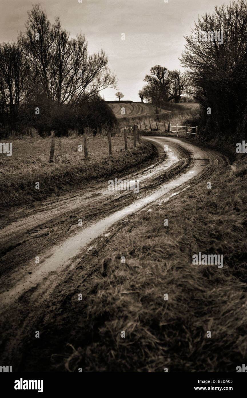 muddy cold country road Stock Photo - Alamy