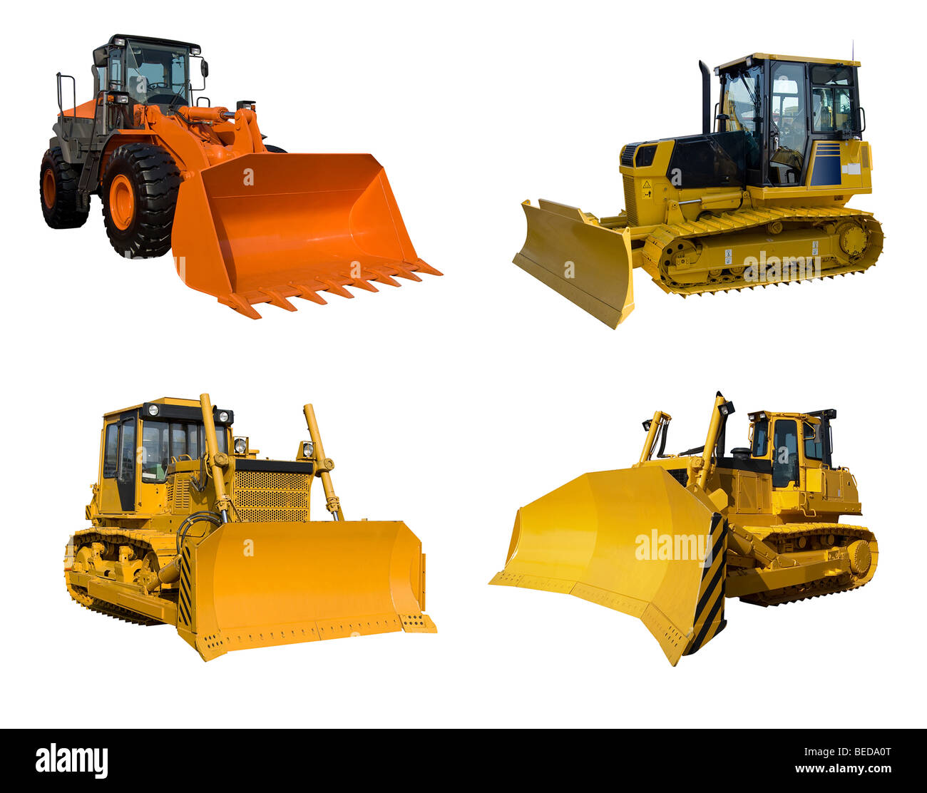 Orange bulldozer isolated on white with clipping path Stock Photo - Alamy