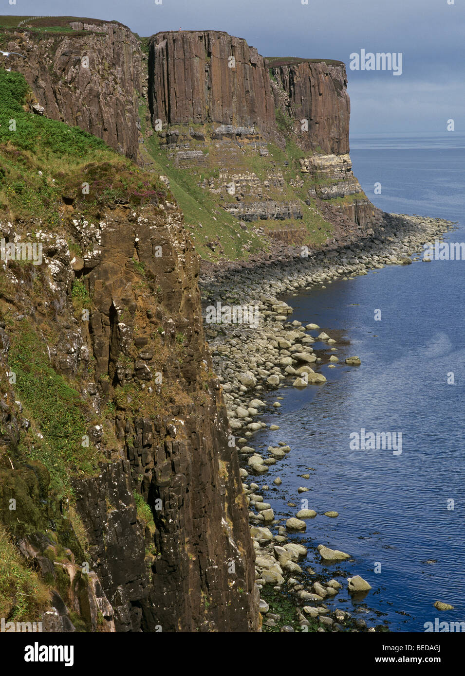 Basalt cliffs known as Kilt Rock, Staffin, Scotland, United Kingdom ...