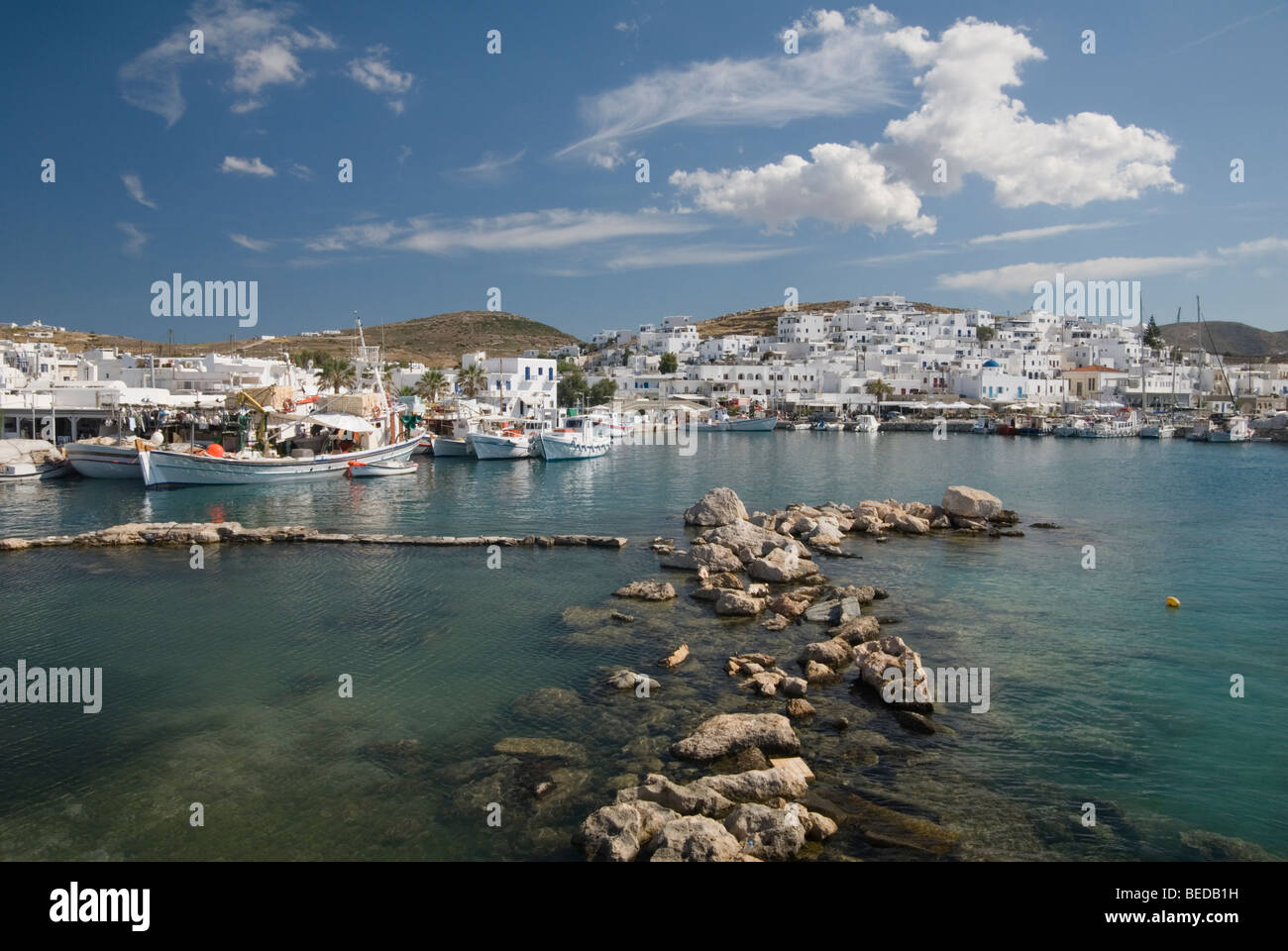 Naoussa harbour, Paros Island, Greece Stock Photo - Alamy