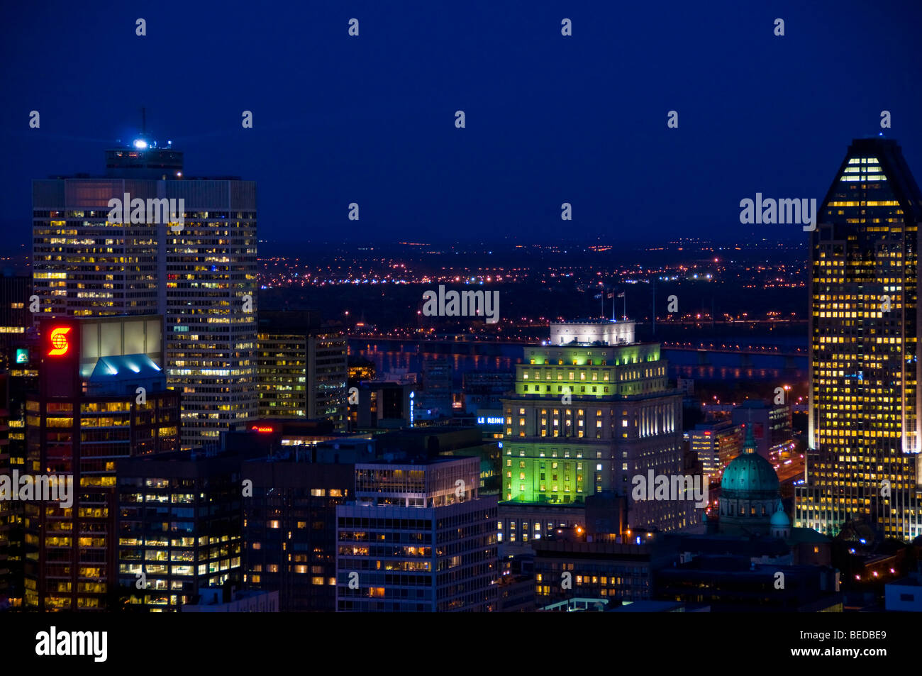 Skyline of Downtown Montreal at night Stock Photo - Alamy