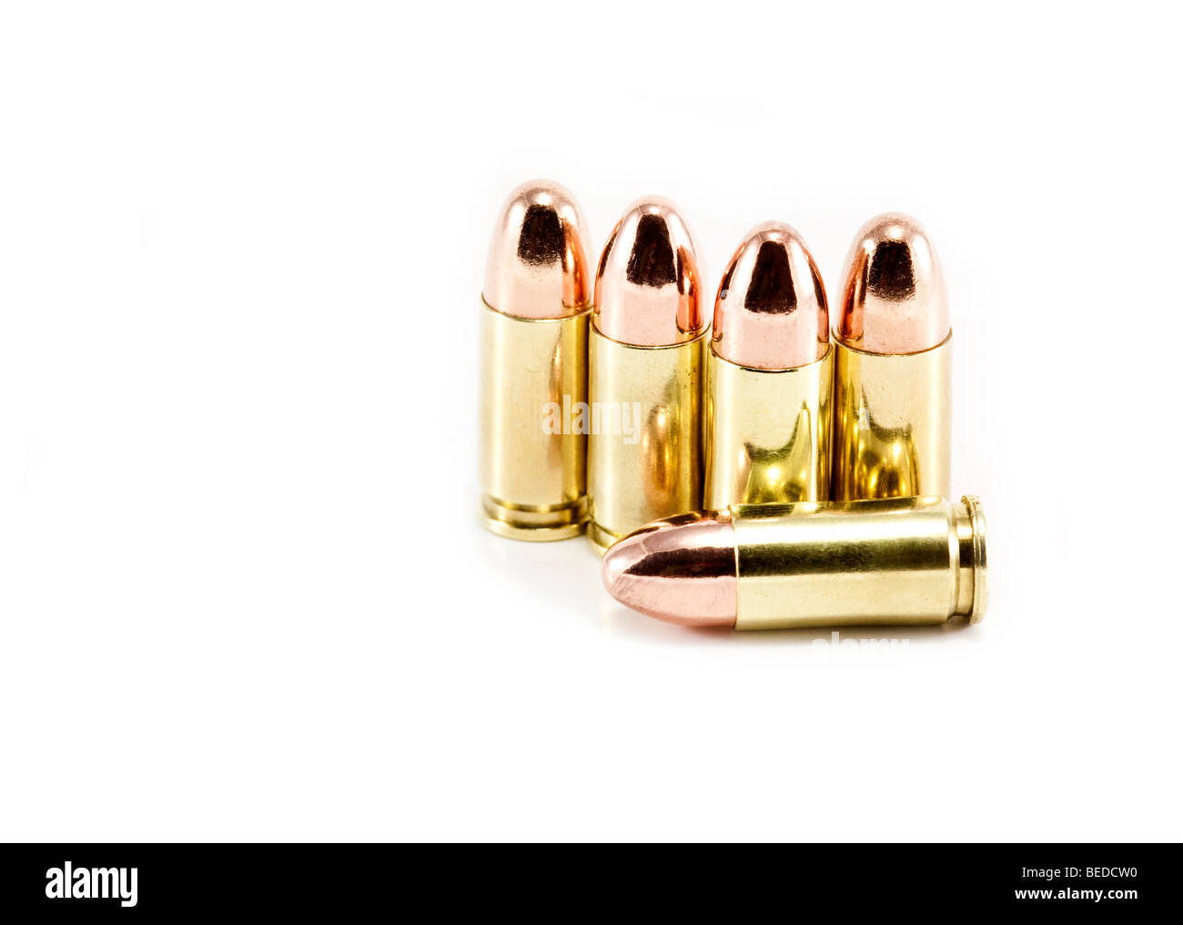 9mm bullets isolated on a white background Stock Photo - Alamy