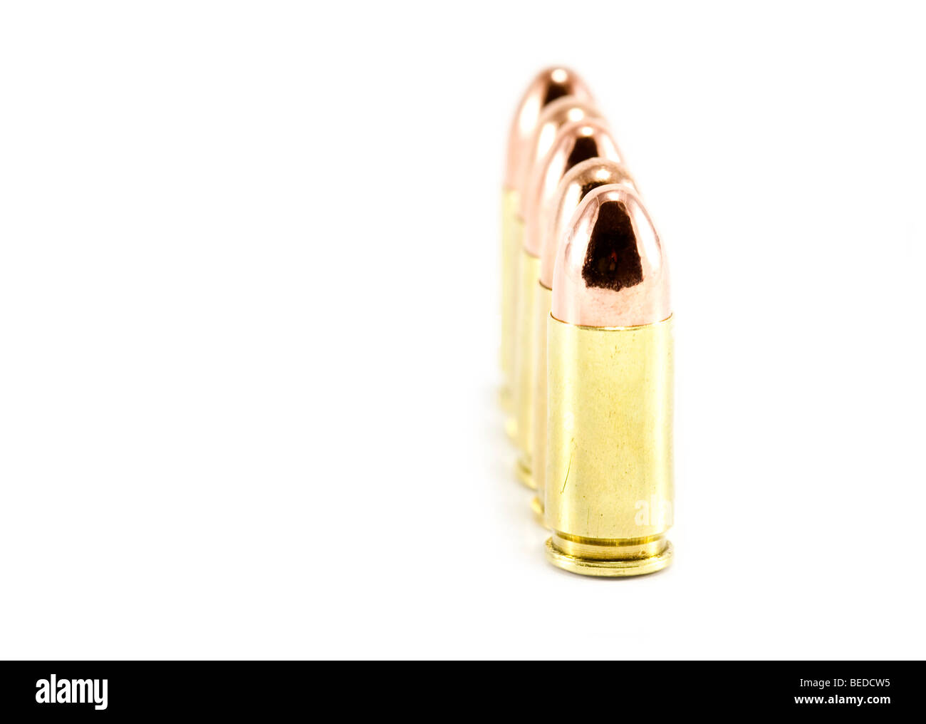9mm bullets isolated on a white background Stock Photo - Alamy