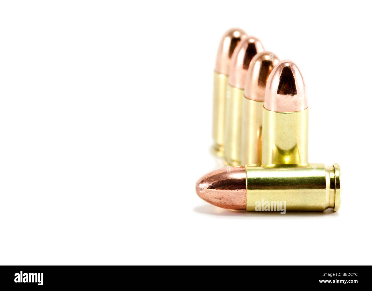 9mm bullets isolated on a white background Stock Photo - Alamy