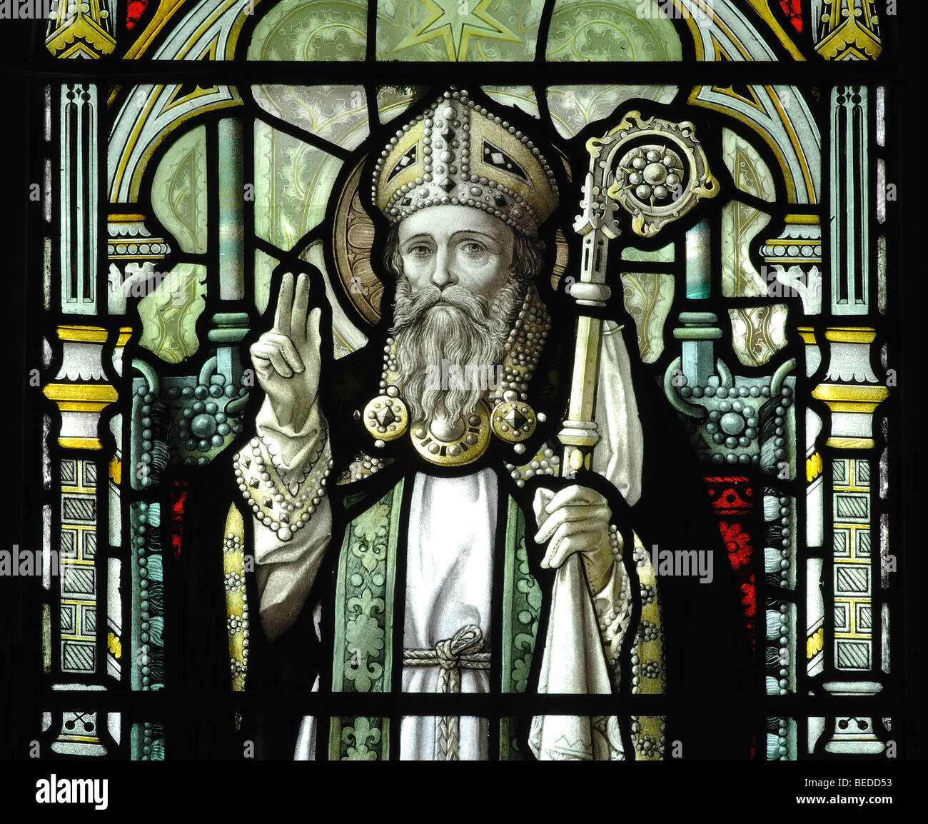 St. Remigius stained glass in St. Leonard`s Church, Priors Marston ...