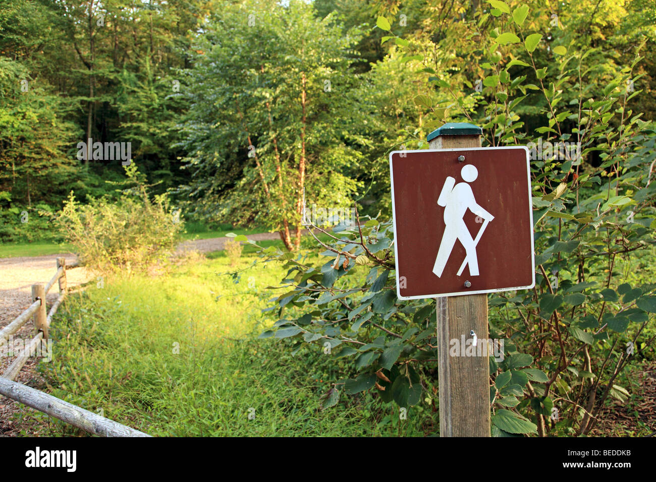 A hiking sign in a country park in the USA Stock Photo - Alamy