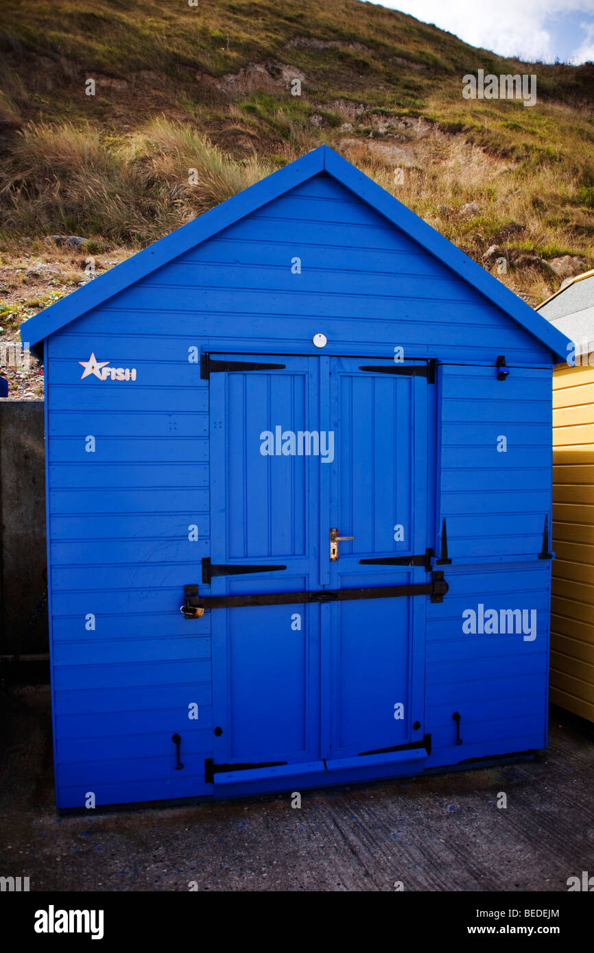 Blue beach hut Stock Photo - Alamy