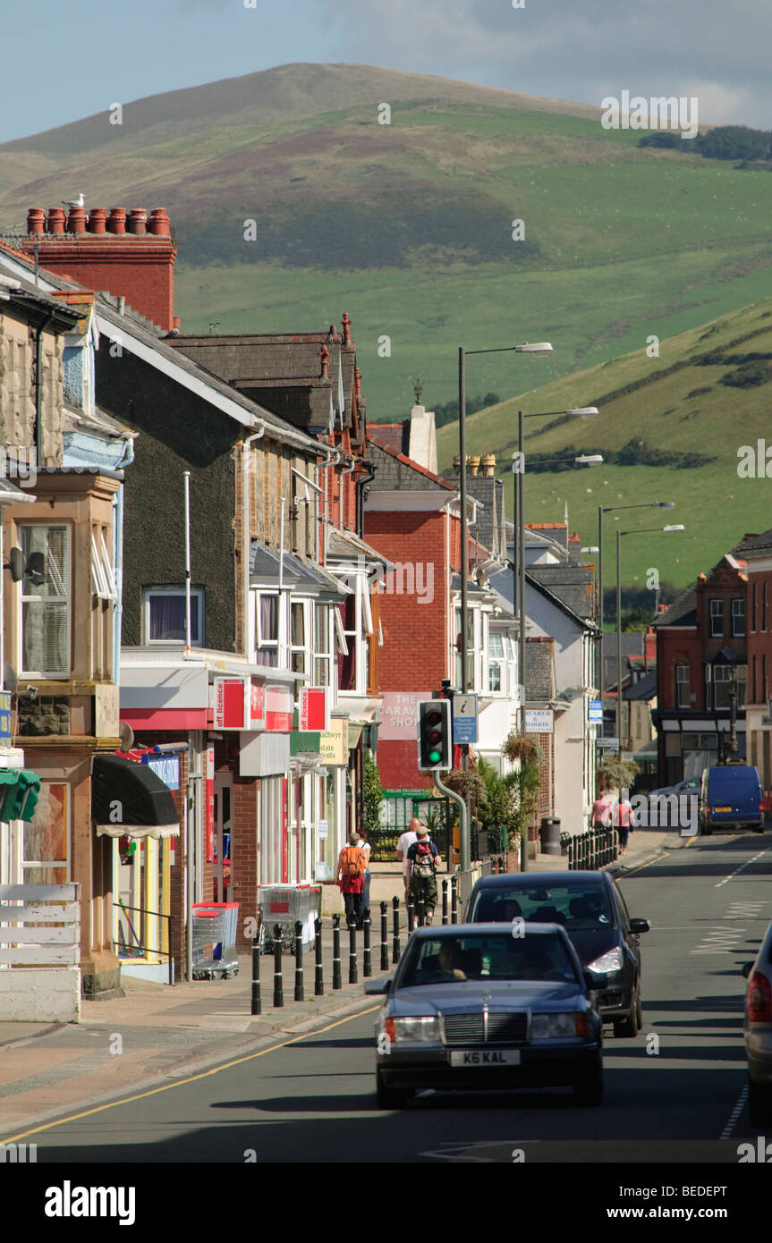 The main street (A493) through Tywyn (Towyn) Gwynedd north wales UK ...
