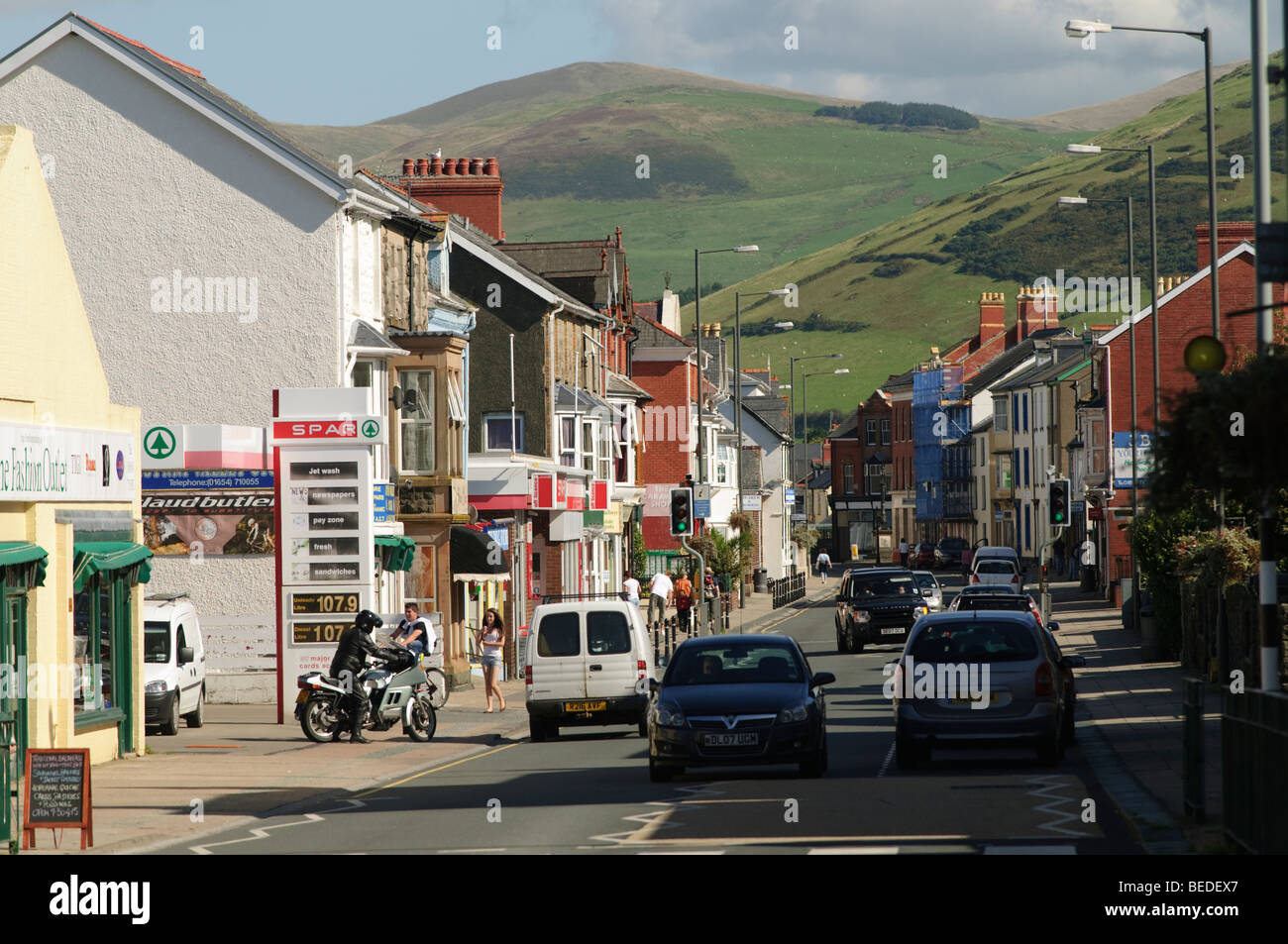 The main street (A493) through Tywyn (Towyn) Gwynedd north wales UK ...