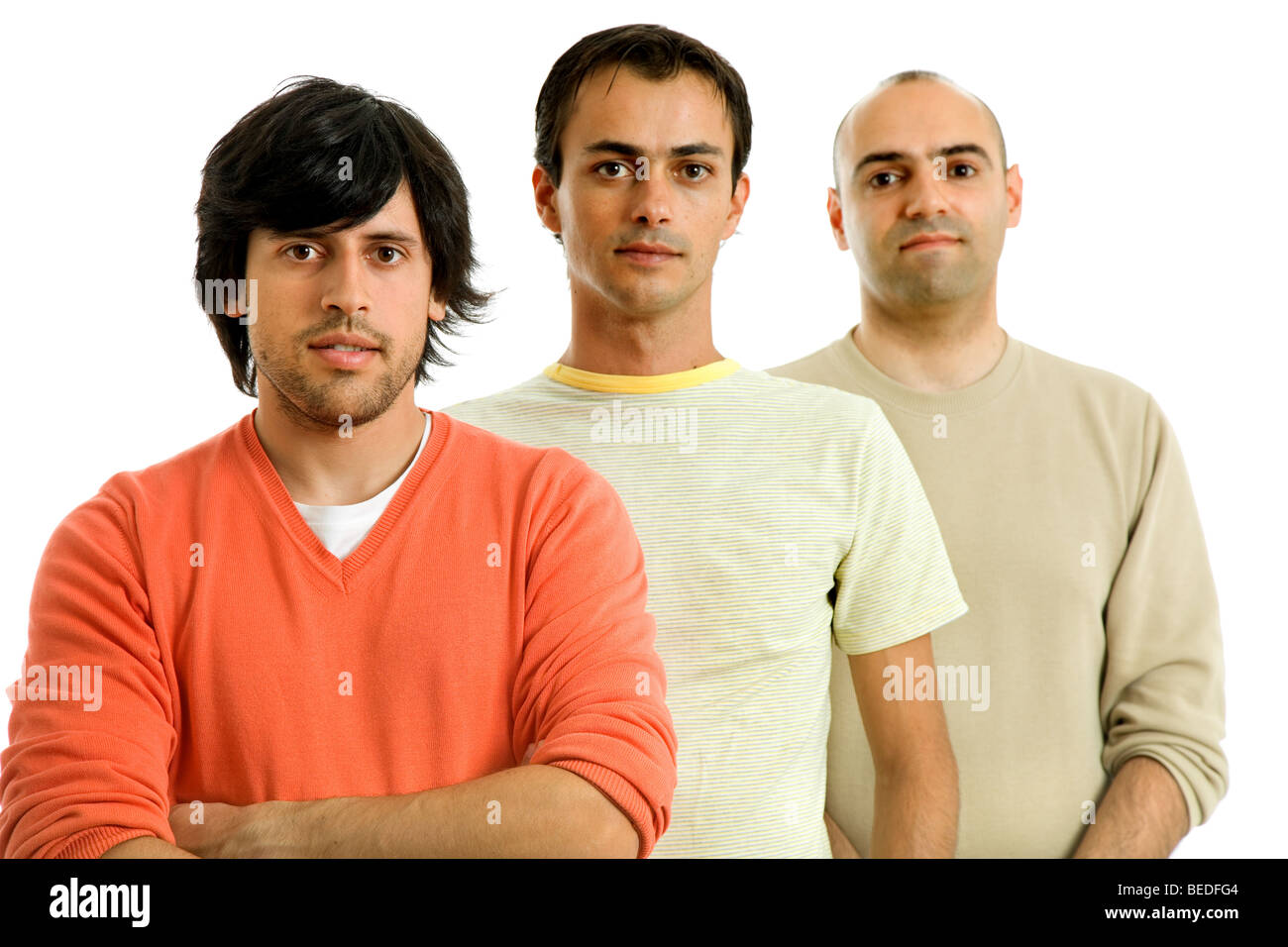 three casual men isolated on white background Stock Photo - Alamy