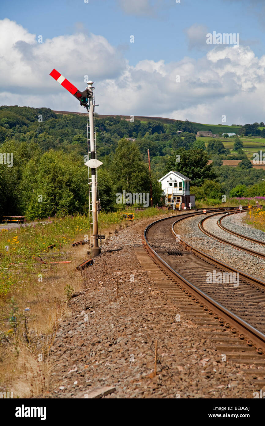 Signal and signal box Stock Photo - Alamy
