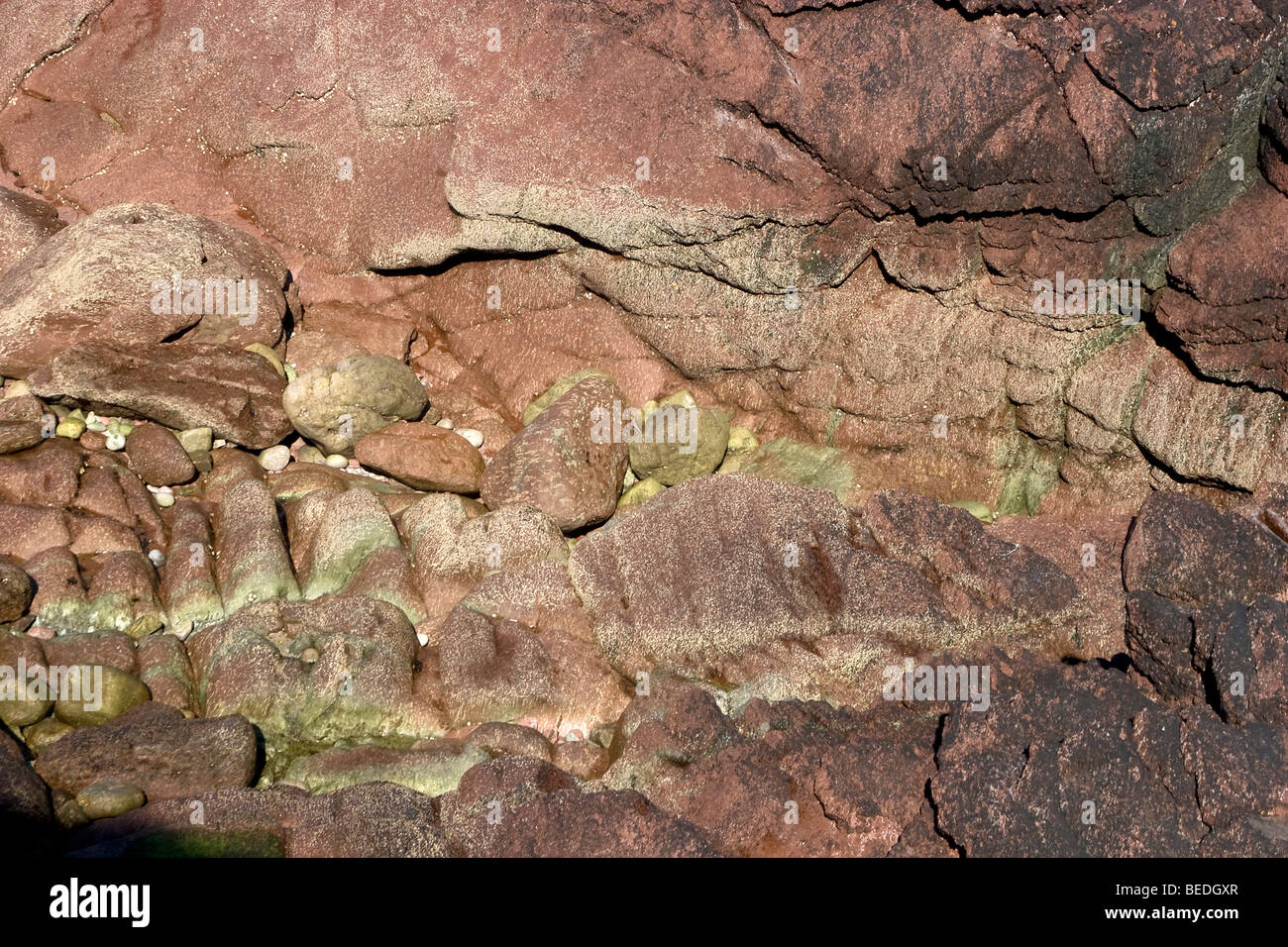 Sandstone rock formations in Northumberland UK Stock Photo - Alamy