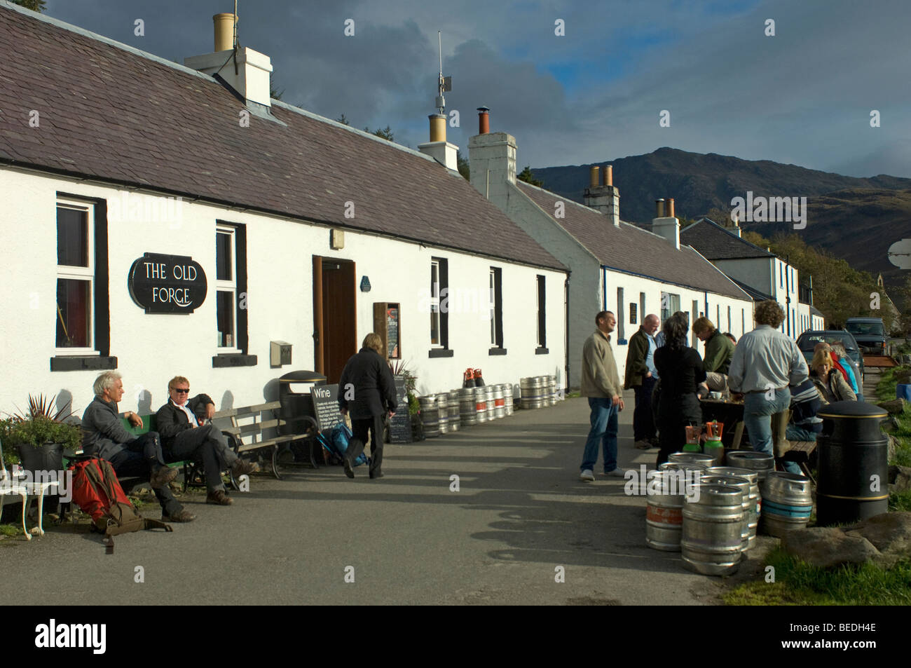 The Old Forge Pub at Inverie on the Knoydart Peninsula on the shore of ...