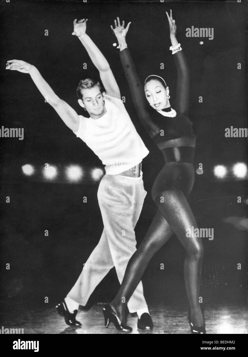 Josephine Baker with French dancer Georges Reich during a show in Paris ...