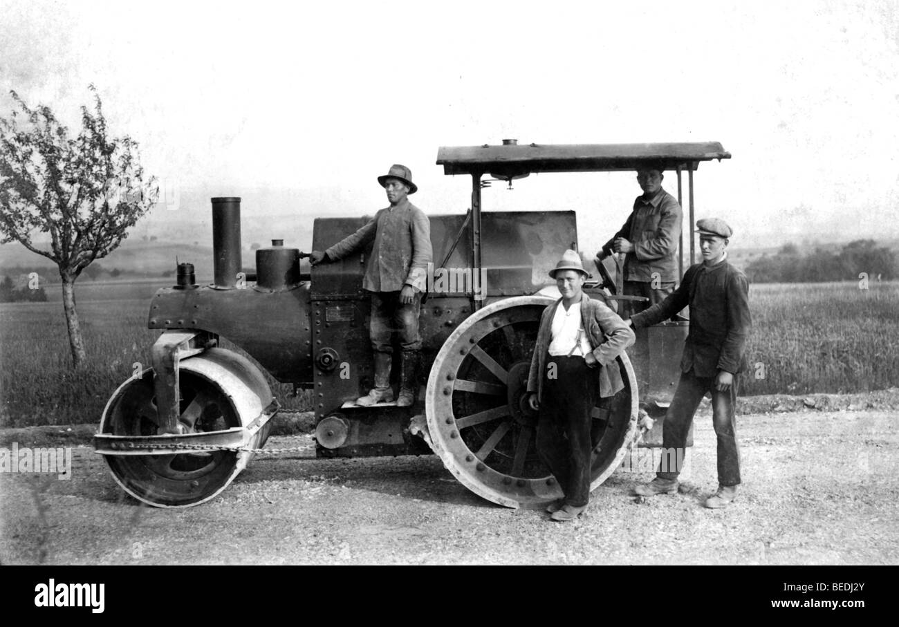 Historic photograph, workmen, road construction, around 1920 Stock ...