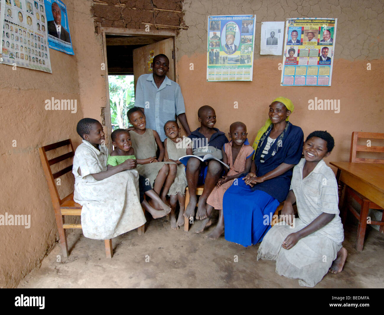 Bakonzo family in home, Rwenzori Mountains, West Uganda, Africa Stock ...