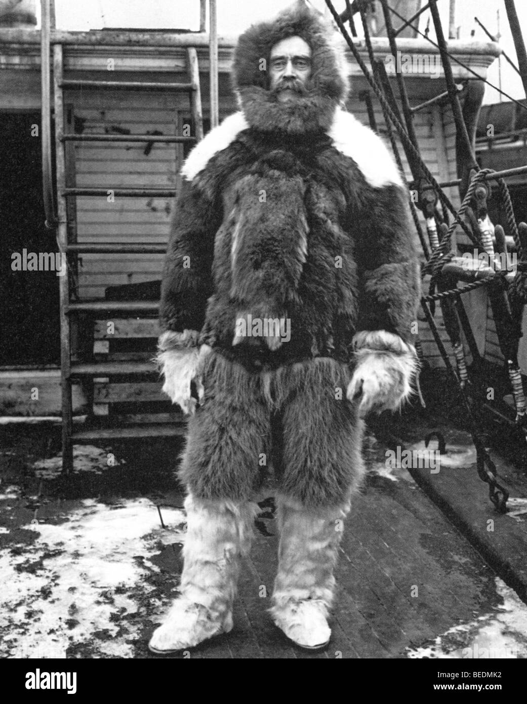 ROBERT PEARY American explorer (1856-1920) aboard the Roosevelt Stock ...