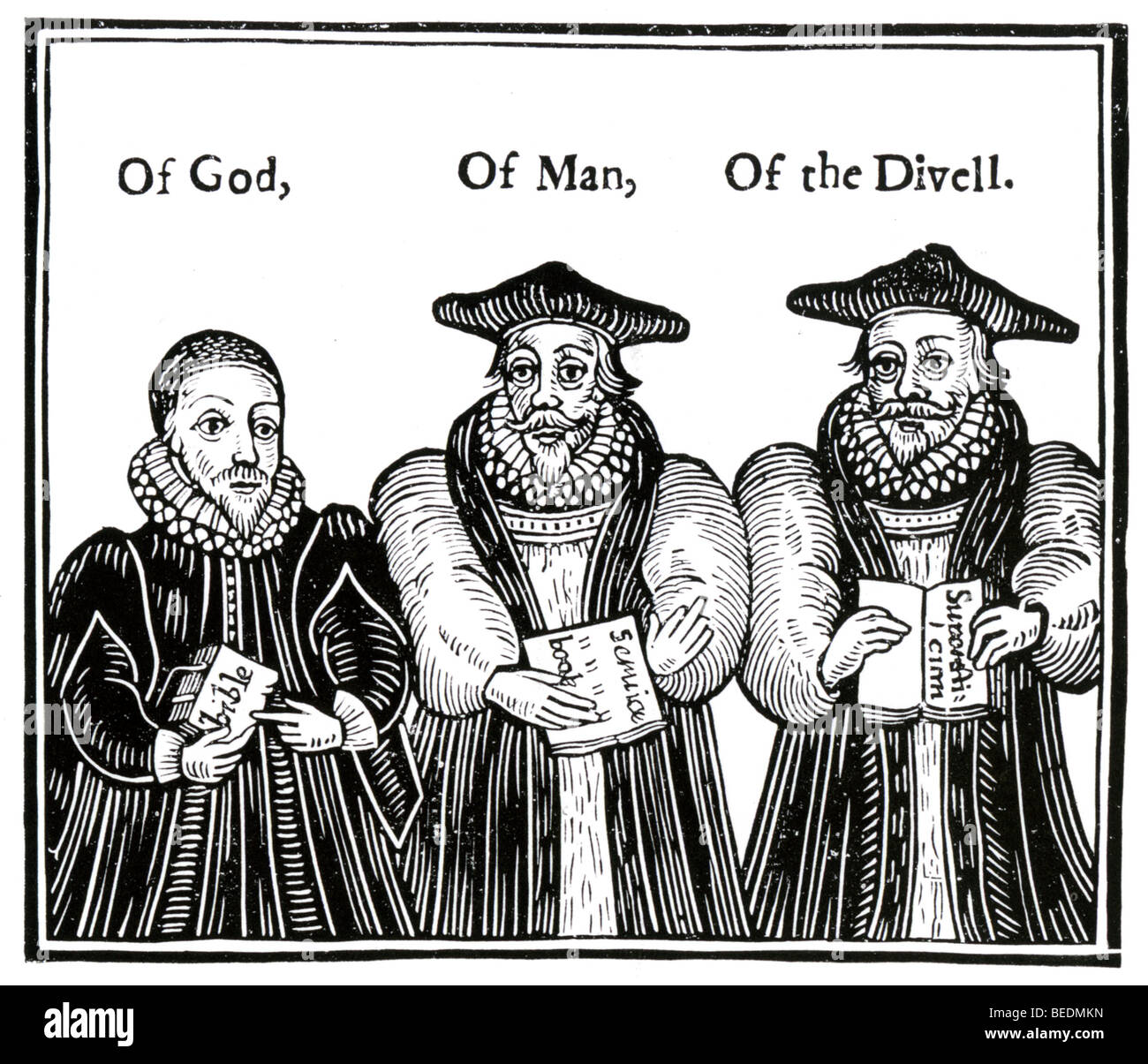 ELIZABETHAN PURITAN CARTOON mocks the "Triple Episcopacy" of Archbishop ...