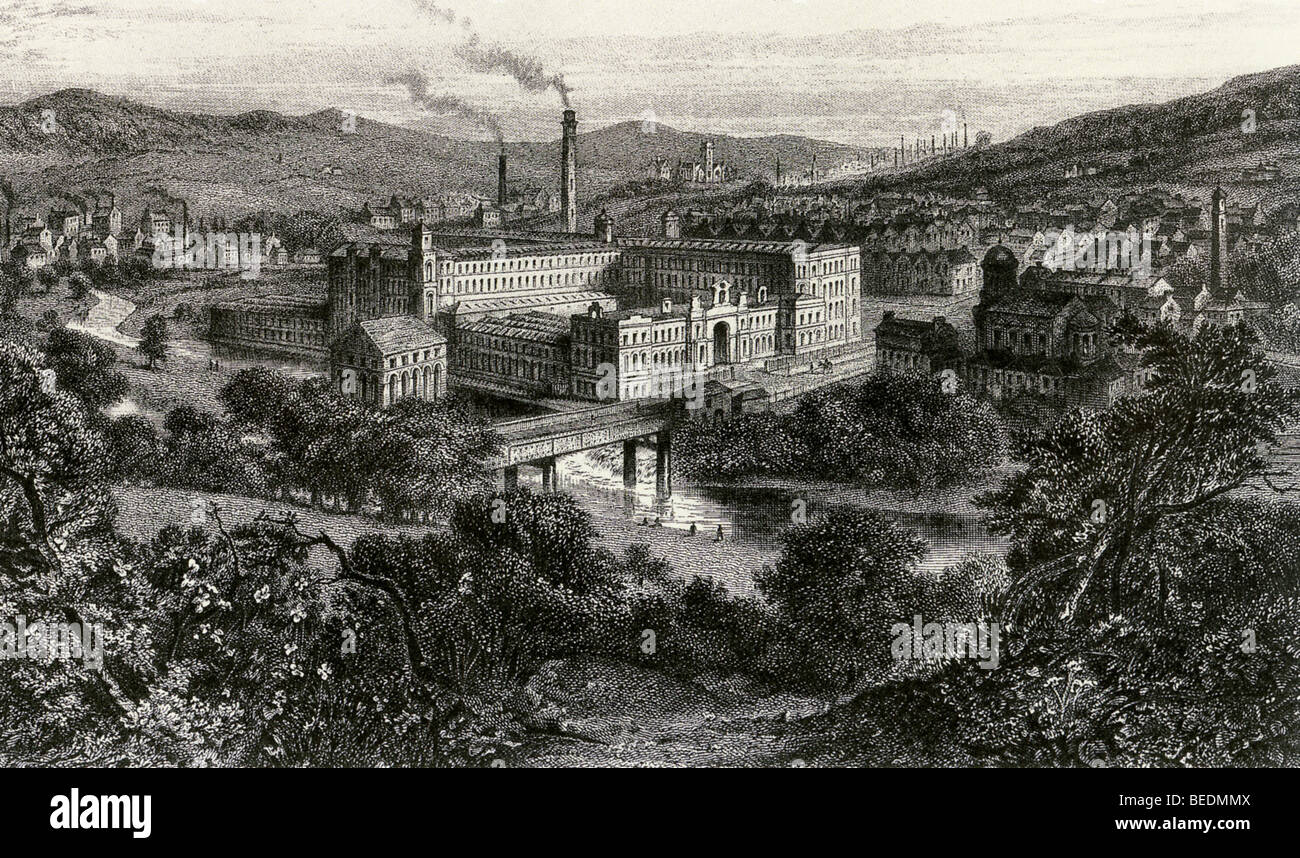 WOOLEN MILLS at Saltaire, near Bradford, Yorkshire, about 1860. Built ...