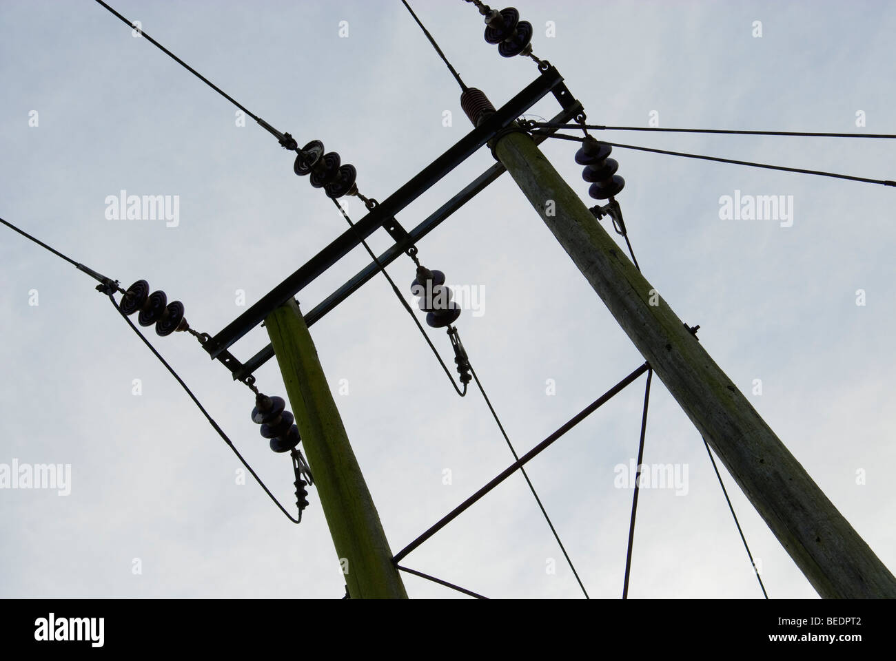 Poles carrying electrical power lines Stock Photo - Alamy